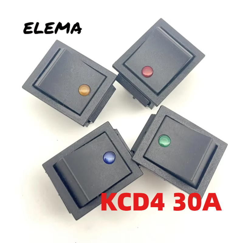 KCD4 Rocker Switch power button Switch 4Pin ON-OFF with LED Light Red ...