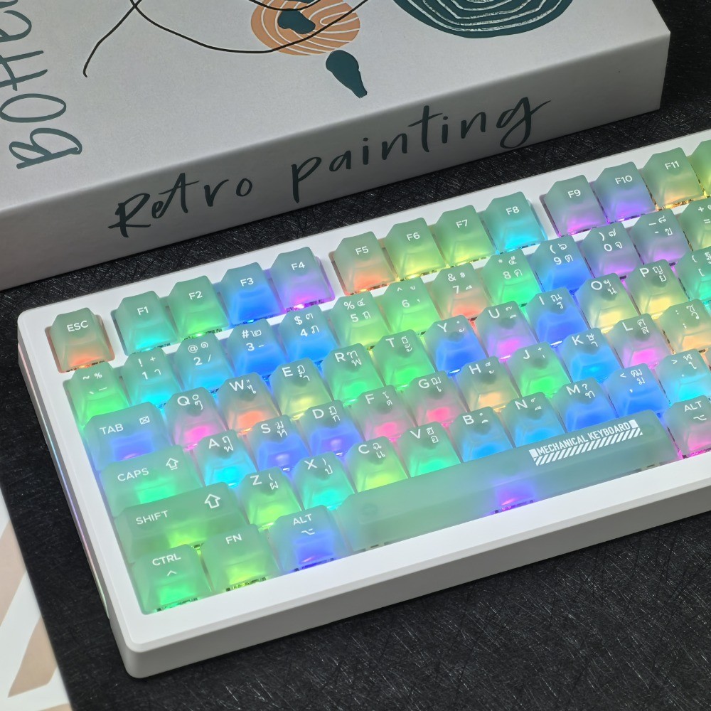 English/Thai/Korean Green Matte Keycap Frosted Fog Transparent Matte ...