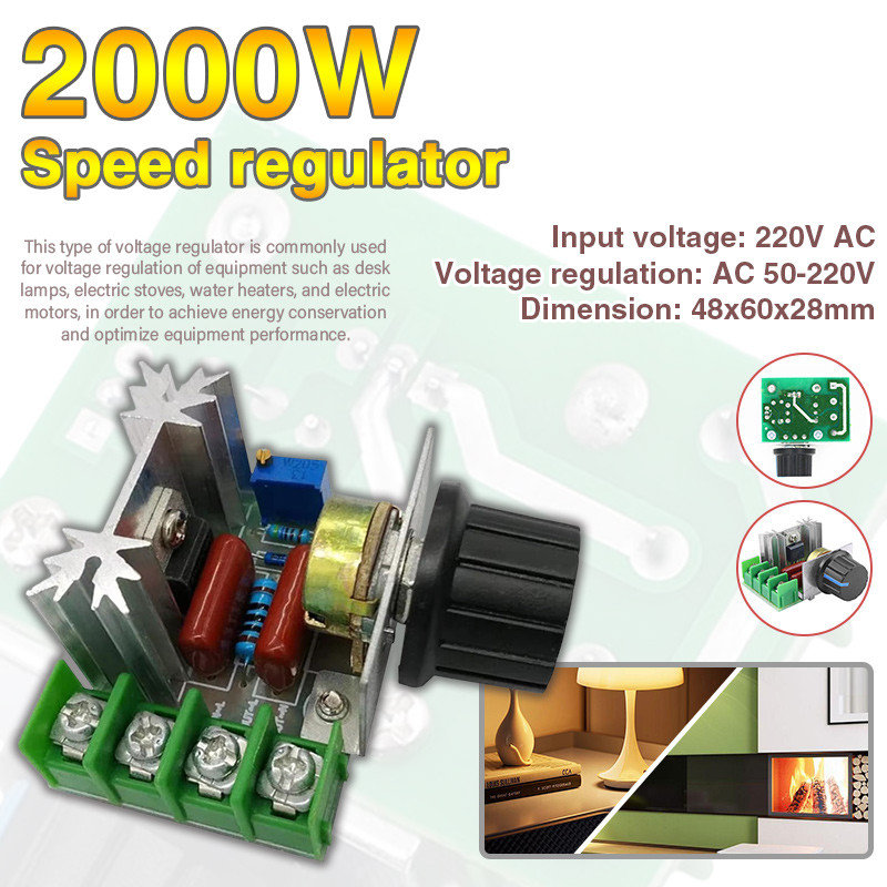 AC 220V 2000W High Power SCRVoltage Regulator Dimming Dimmers Motor ...