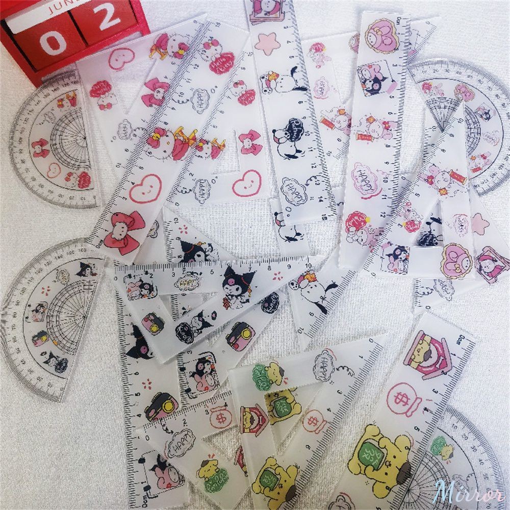 Sanrio Hello Kitty Ruler Set Anime Peripheral Cute Delicate Student ...