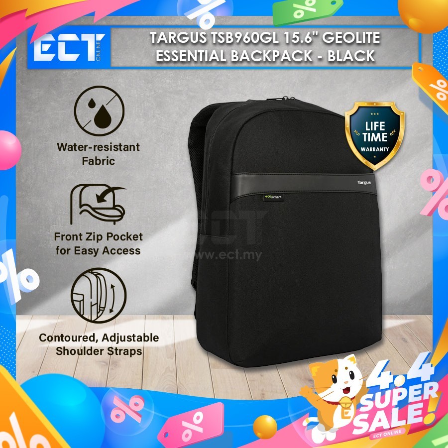 Targus TSB960GL 15.6" Geolite Essential Backpack - Black | Shopee ...