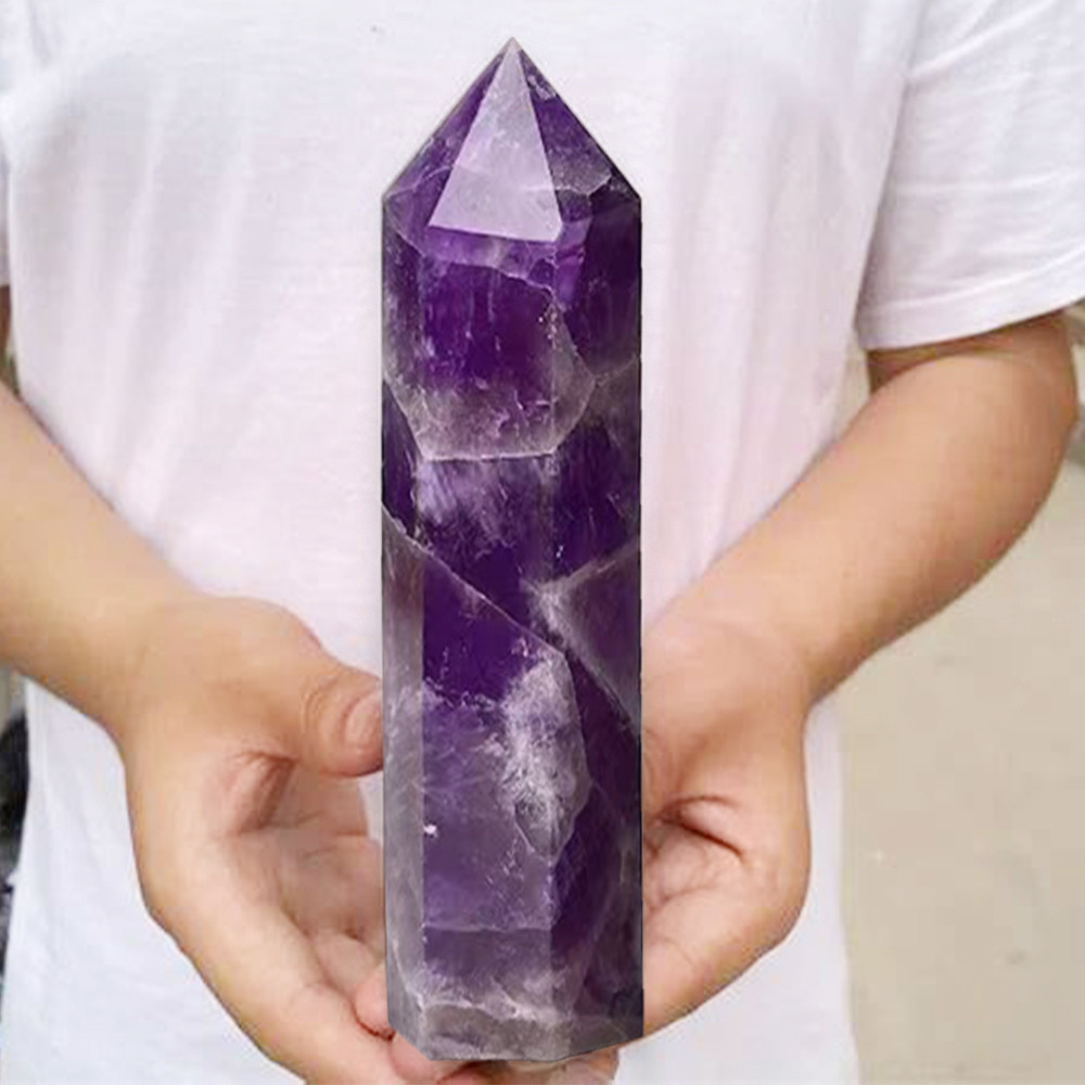 Natural Amethyst Crystal Tower Hexagonal Obelisk Meditation Stone ...