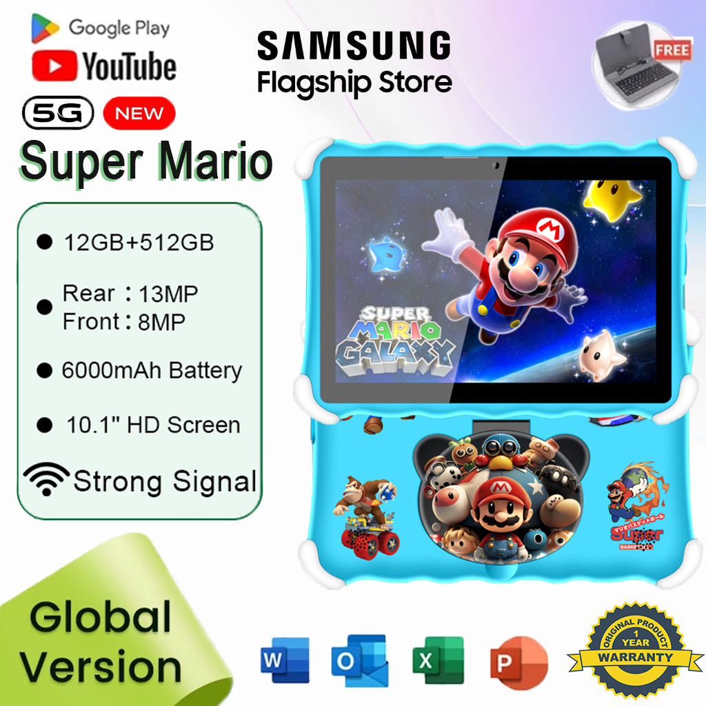 Samsung Tab Super Mario Tablet For Kid 12GB+512GB 10 Inch Kids Tablet ...
