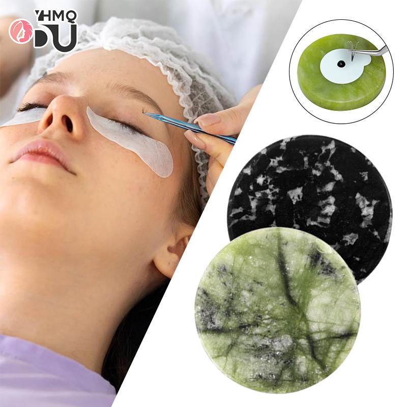 Eyelash Grafting Gasket Round Pallet Jade Stone Eyelash Extension Glue ...