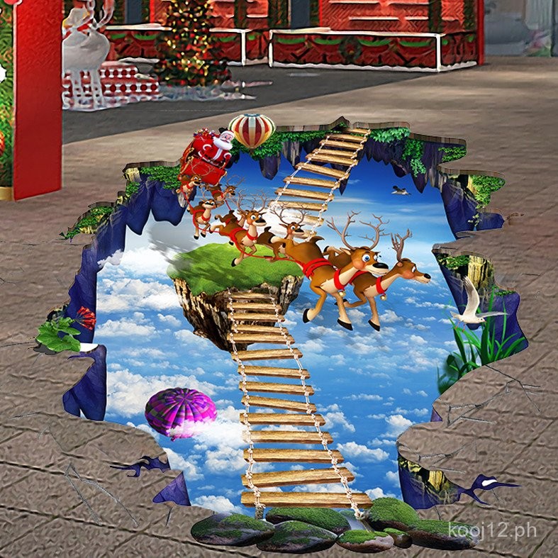 Christmas3d 3D Wall Stickers Ocean Dolphin Floor Mall Event Waterproof ...