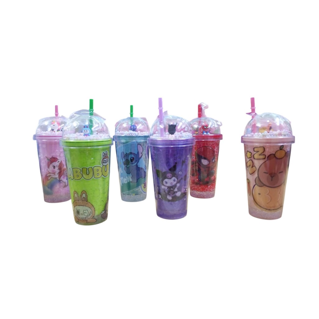 450ML Creative Cute Cartoon Double Straw cup tumbler Children's Girl ...