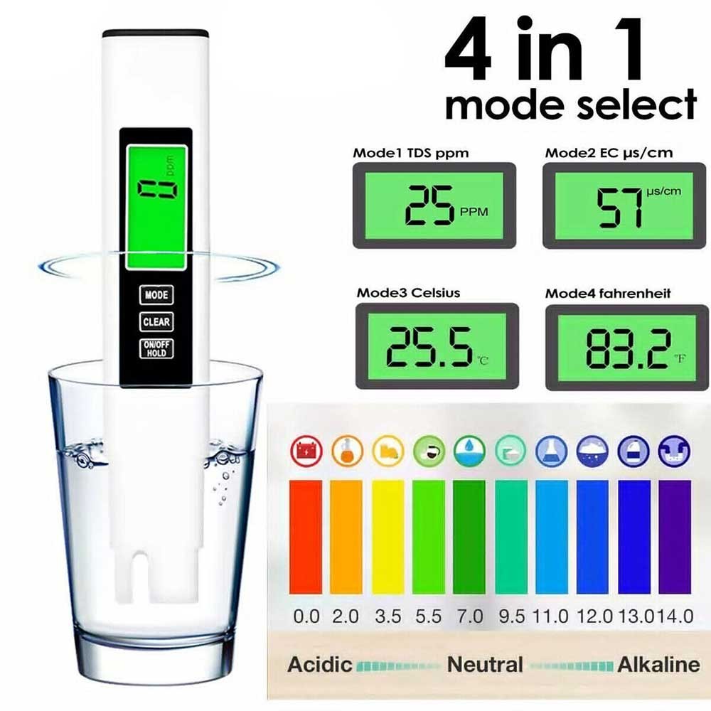 4 in 1 TDS PPM Meter Digital Tester Home Drinking Water Quality Purity ...
