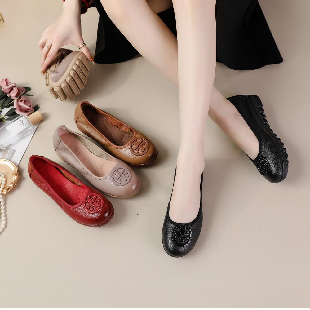 Toriy Burich shoes wooden radial sole leather tory ballerina flats ...