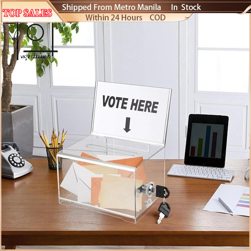 [TOP SALES] Box Acrylic Clear Ballot Box with Sign Holder Suggestion ...