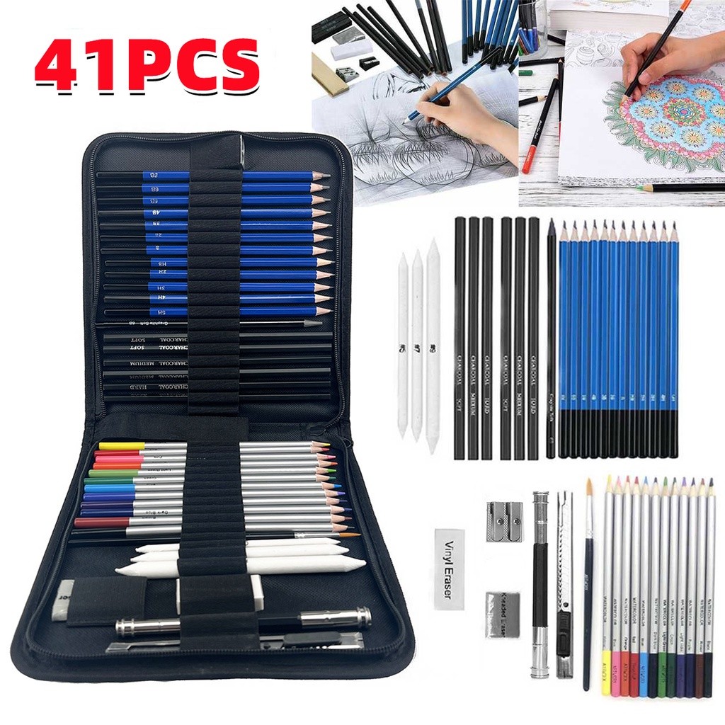 41pcs Pencil set Stationery Set Professional Sketching Drawing charcoal ...