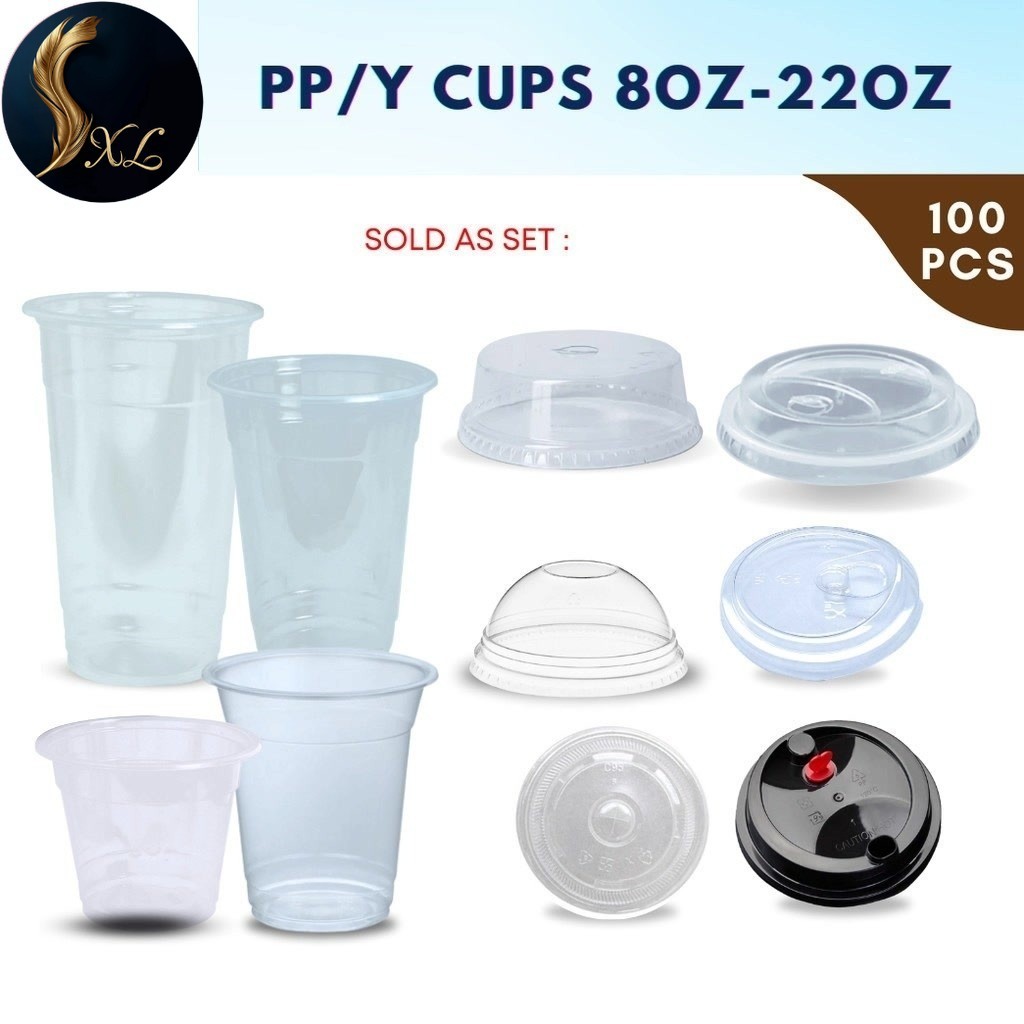 SXL '' 【100PCS】Y/ PP Cup 95MM with LID / Disposable Plastic Cups/Milk ...