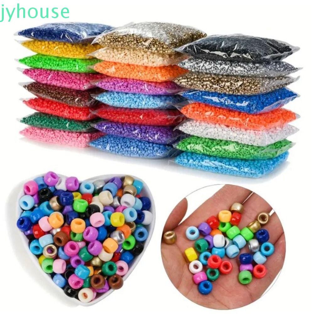 JYHOUSE 100pcs/set Colorful Pony Beads Set, 6x9mm Big Hole Beads Dirty ...