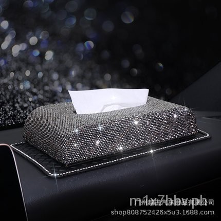 Diamond-Embedded Car Tissue Box Car Tissue Box Dashboard Paper ...
