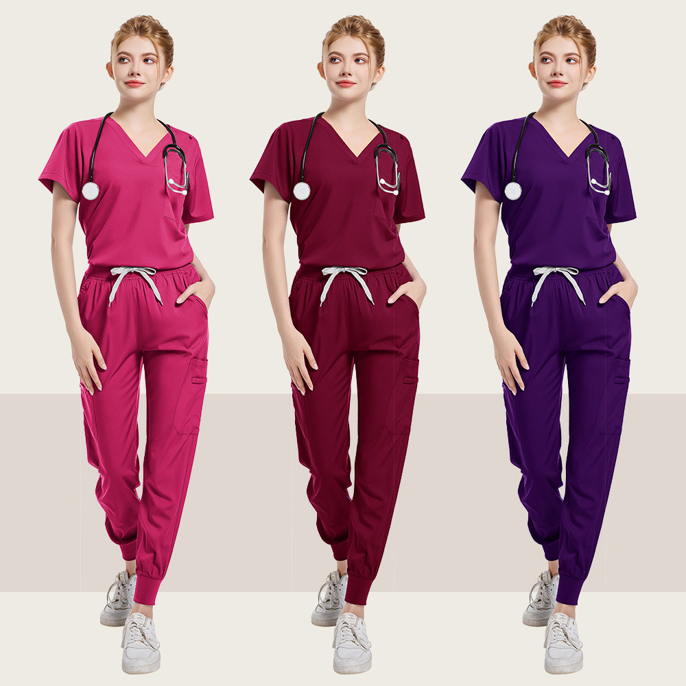 Unisex Elastic Short Sleeve Breathable Scrub Suit Set with cargo pants ...