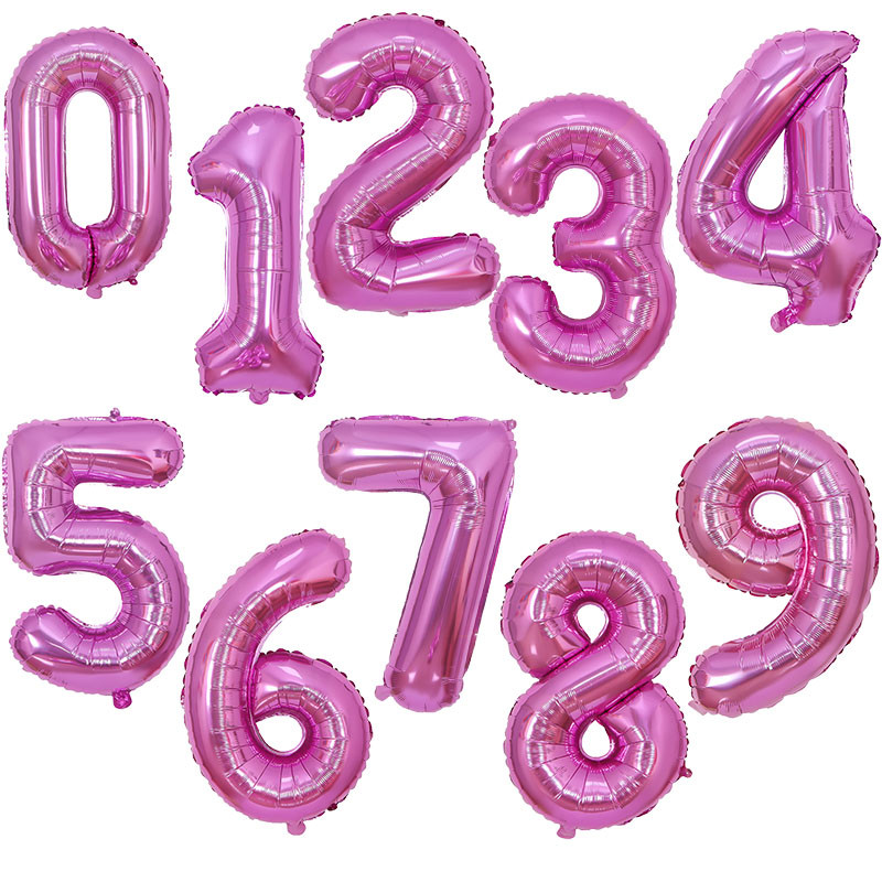 32 Inch Giant Pink Number Foil Balloons 1-9 Digital Girls Anniversary ...