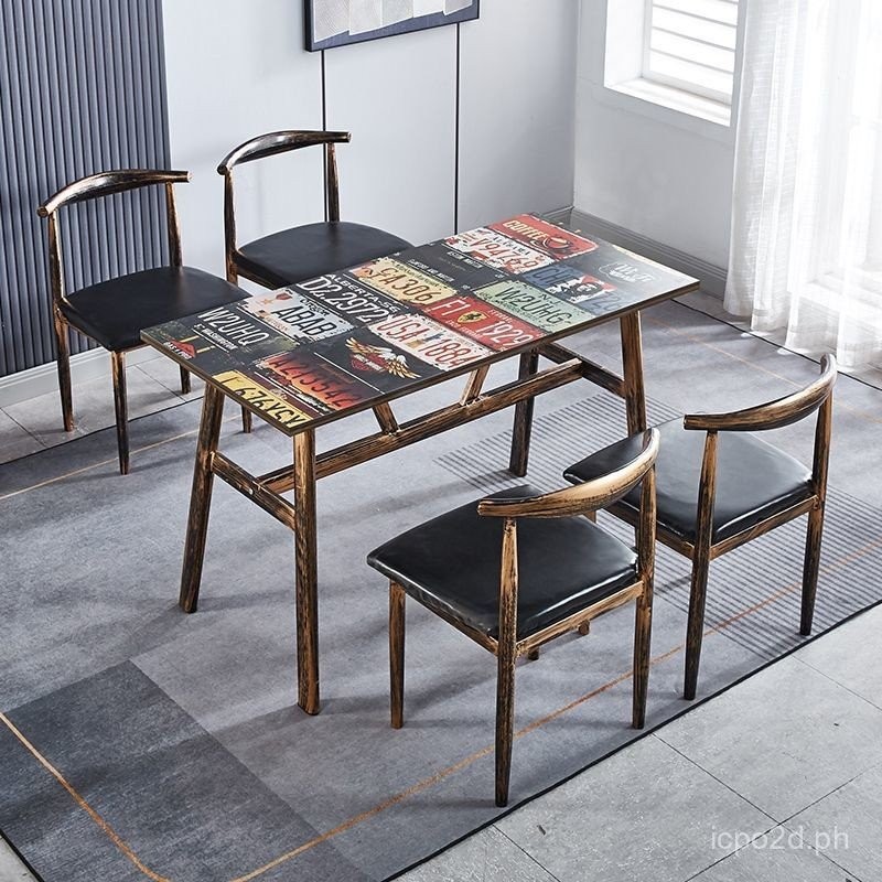 Retro Creative Commercial Fast Food Table and Chair Combination ...