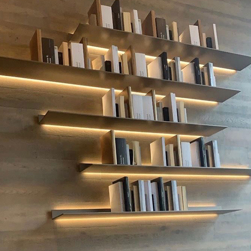 LED Laminate Lamp Luminous Open Wall Shelf Storage Rack Hallway ...