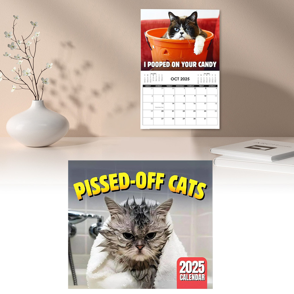 1 Set Cat Calendar 2025 Angry Kitten Calendar For Home Fun Month ...