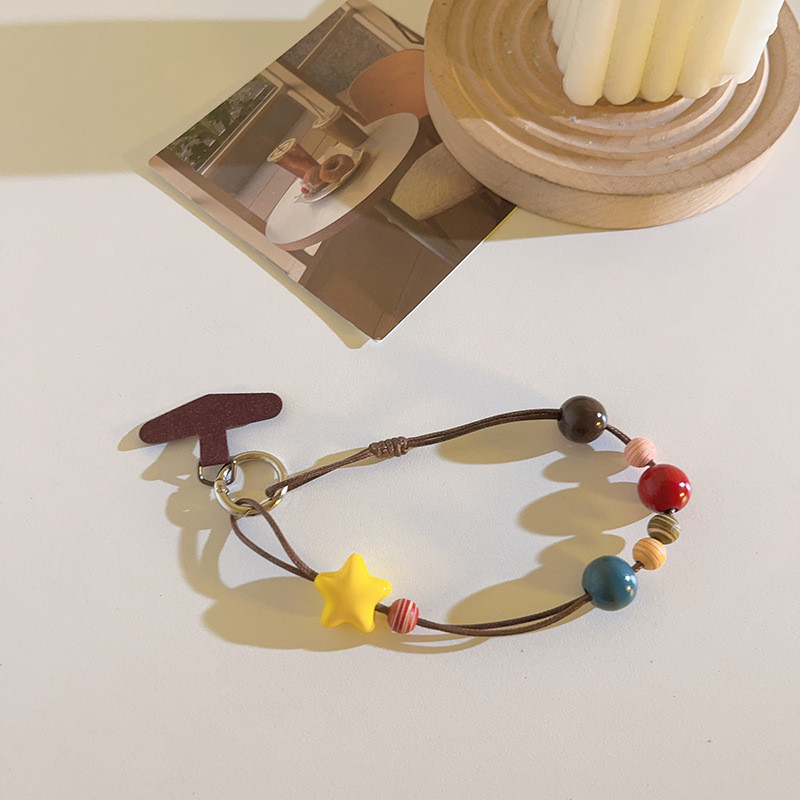 Korean Style Autumn Winter Yellow Star Colorful Beaded Mobile Phone ...