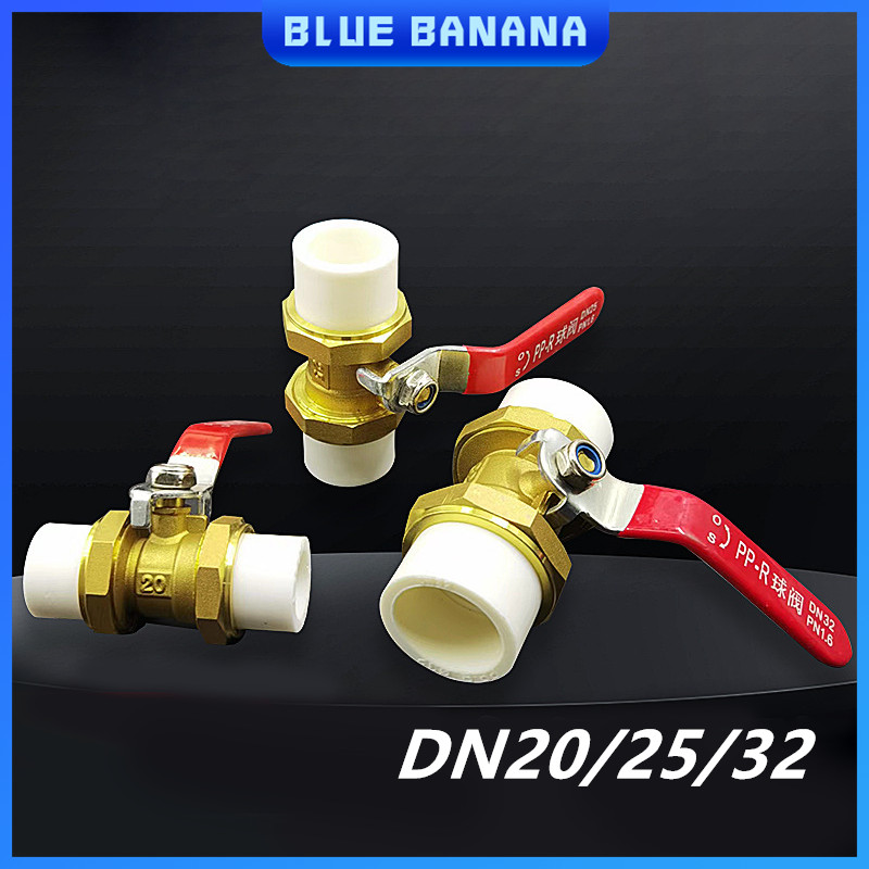 3/4" 1" 1.2" PPR Pipe Brass Ball Valve PPR Fittings Double Union Ball Valve Connector DN20/25/32 ...