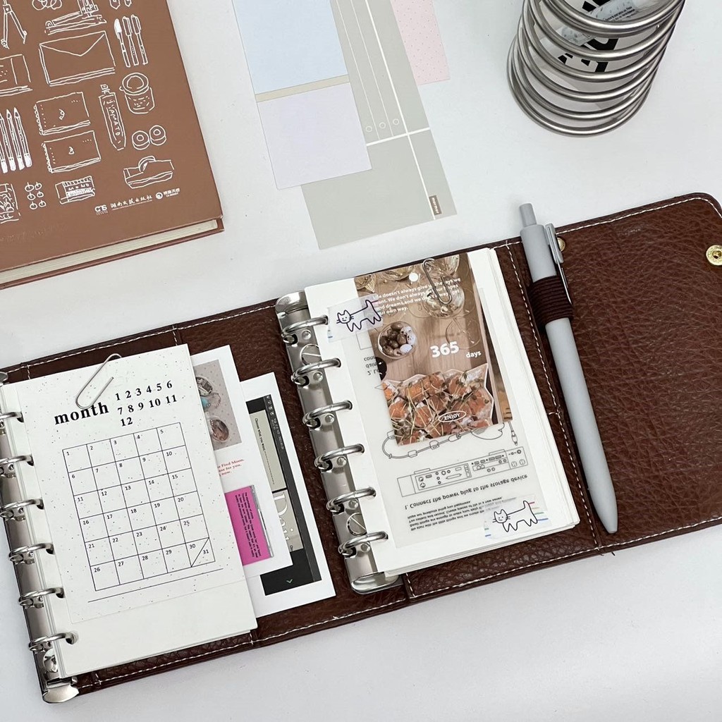 Retro Brown a7 Handbook Loose-leaf Handmade Leather Handbook Travel ...