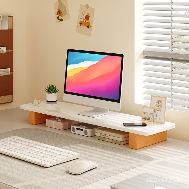 Slate Computer Monitor Riser Office Desk Storage Rack Desktop Organizer ...