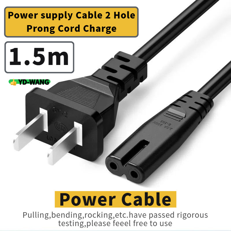 1.5M Power supply Cable 2 Hole Prong Cord Charge Led Light Radio ...