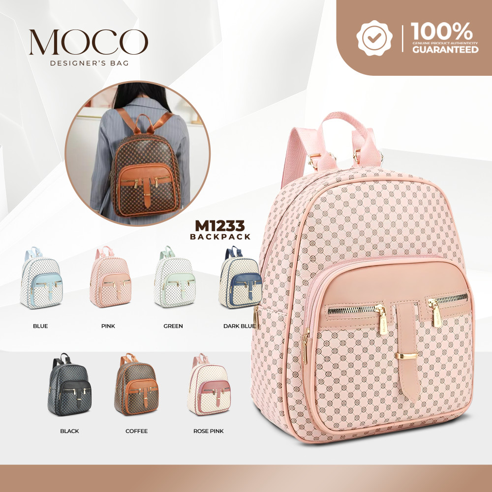 MOCO Bag For Women Korean Fashion Backpack PU Leather Student Teens Schoolbag M1233 | Shopee ...