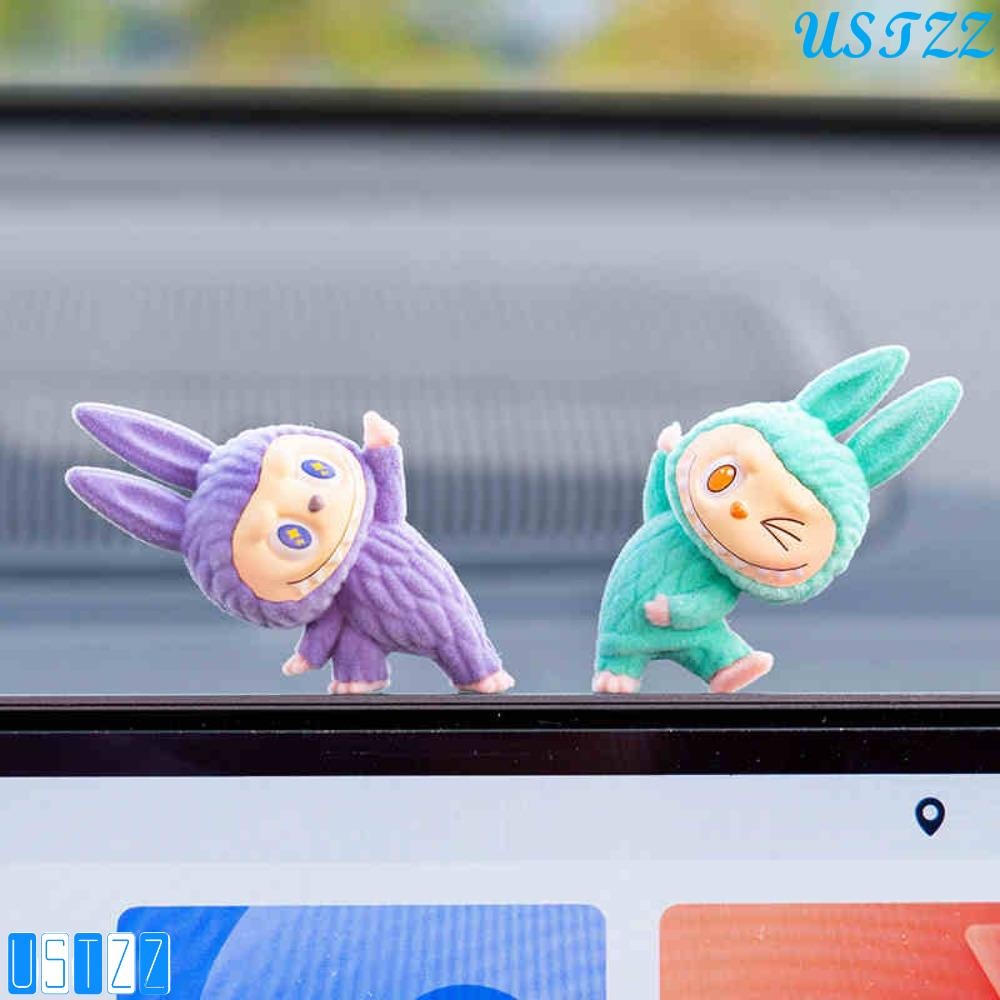 USTZZ Lazy Yoga Labubu Doll, Silica Gel Waterproof Flocking Labubu Key ...