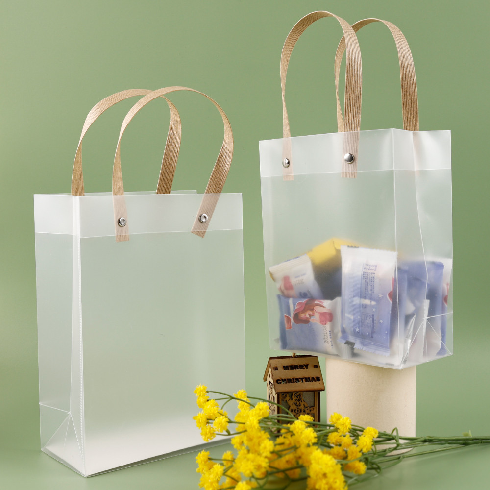 Gift Bag Clear Tote Bag Frosted PP Bags Translucent PVC Tote Waterproof ...