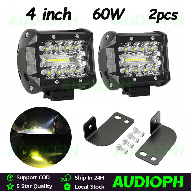 2pcs 4inch 60W LED Car Work Light Bar Spot Flood Cube SUV Off-road ...