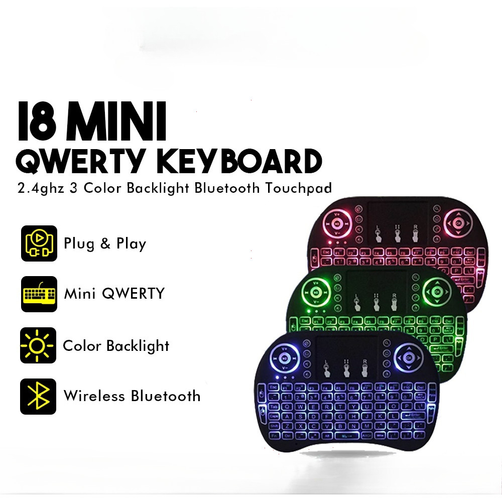 18 Mini Keyboard 2.4GHz 3-color Backlight Wireless Bluetooth Mini ...