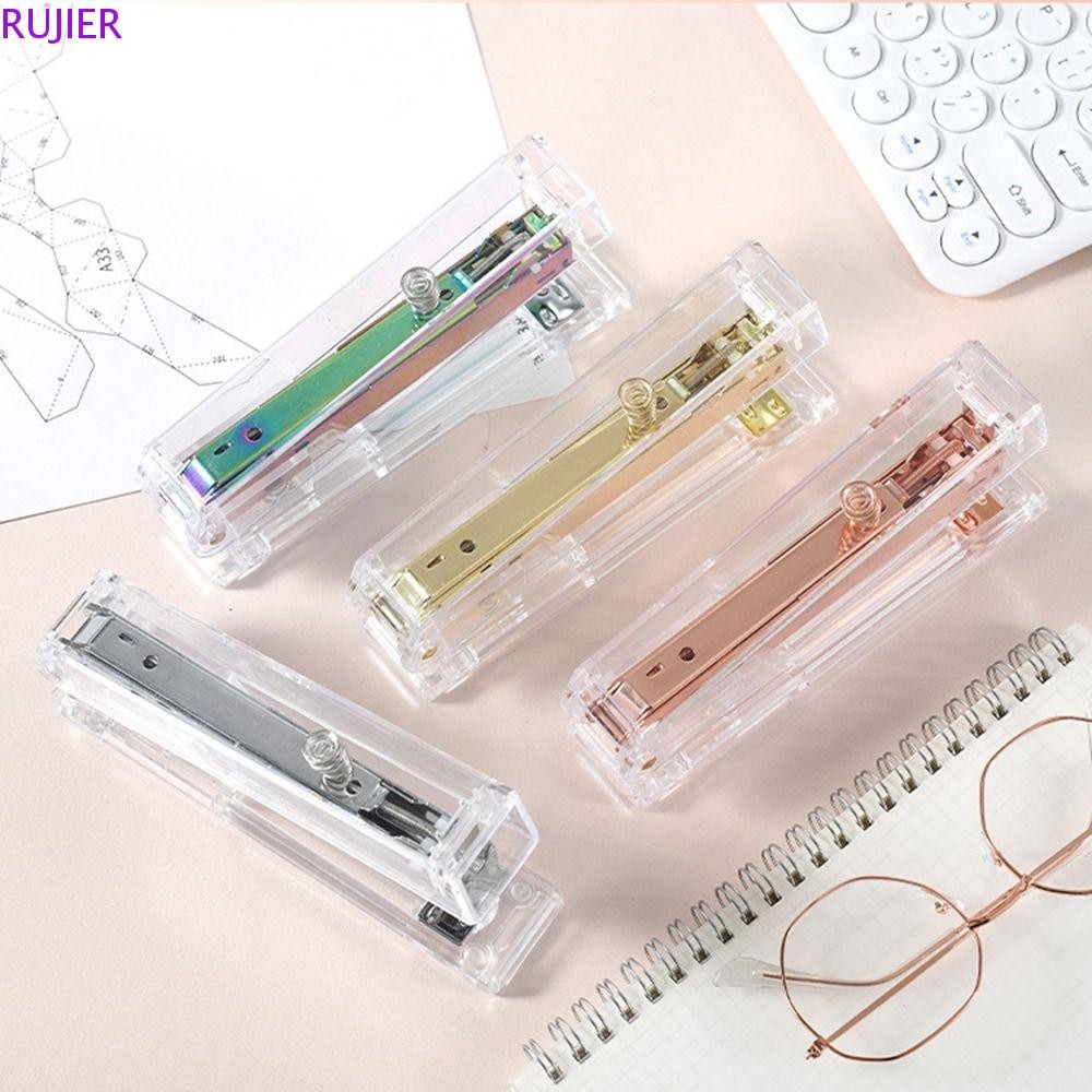 RUJIER Transparent Stapler, Manual Rose Gold Paper Stapler, Kid ...