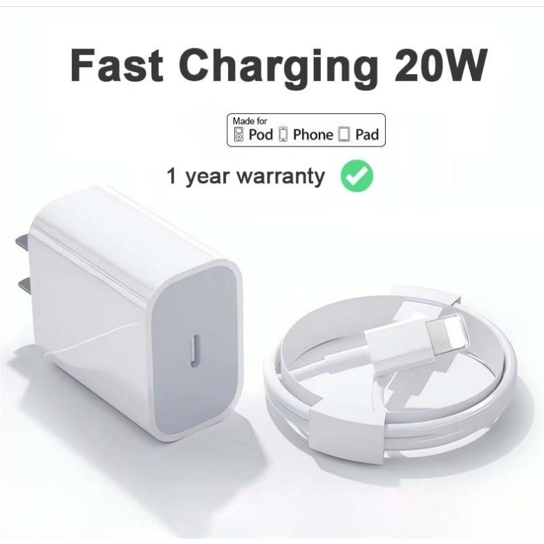 20W FAST Charger Power Adapter USB-C to IOS Cable Fast Charger for ...