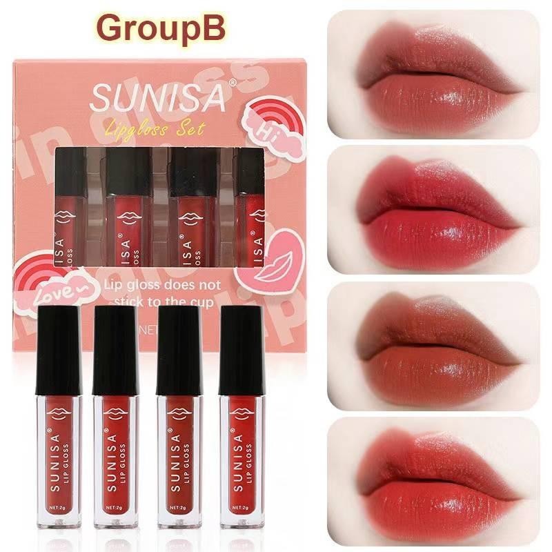 SUNISA 4IN1 SET Matte Lip Tint Moisturizing Long-Lasting Lip Gloss Dark ...
