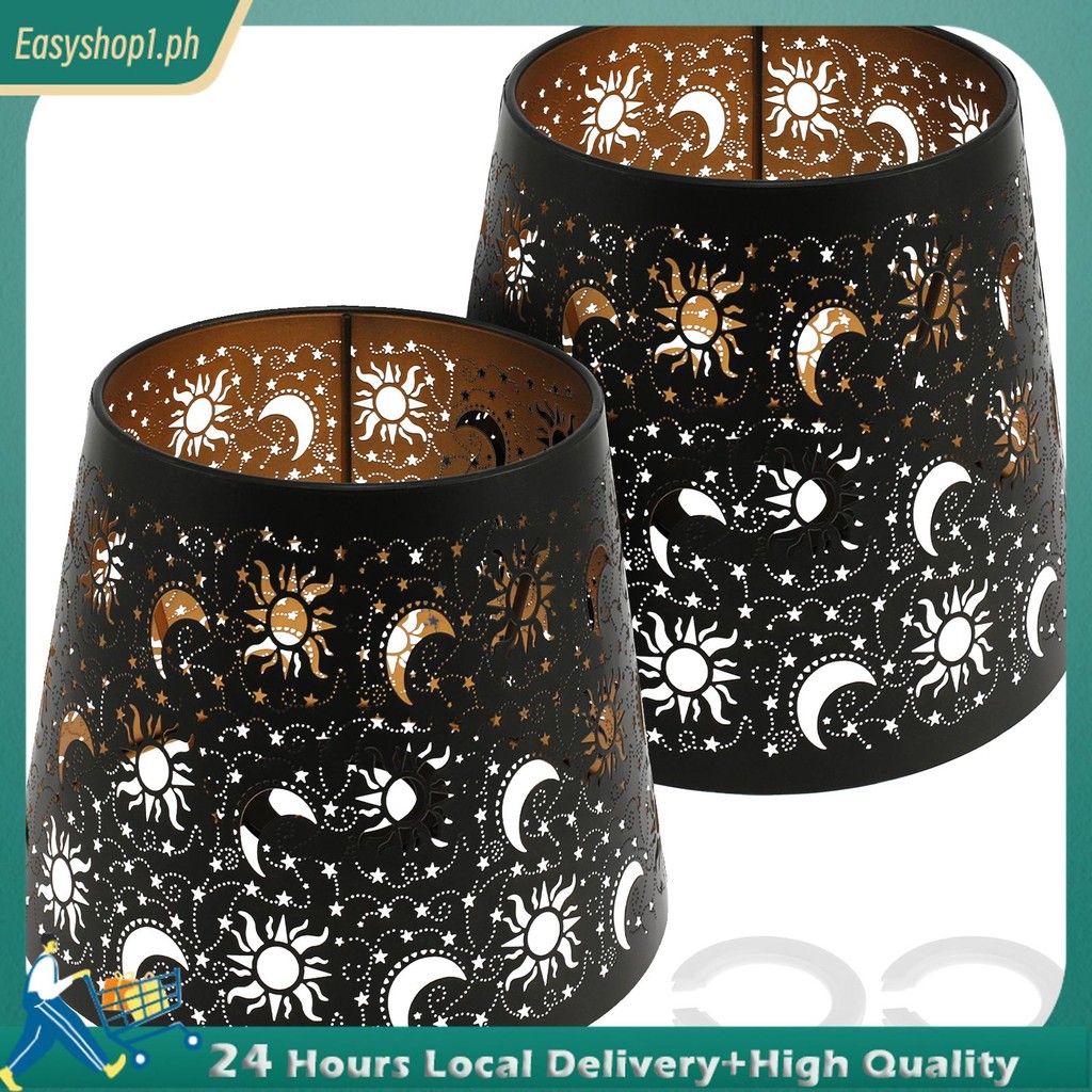 2 Pcs Metal Lamp Shade Etched Small Lampshade Decorative Lamp Shade ...
