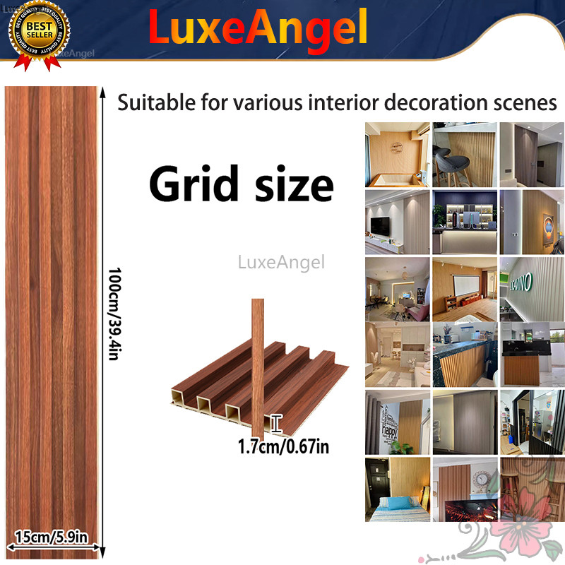 WPC Fluted Wall Panel Sticker Waterproof Grille Design Ecological Board ...