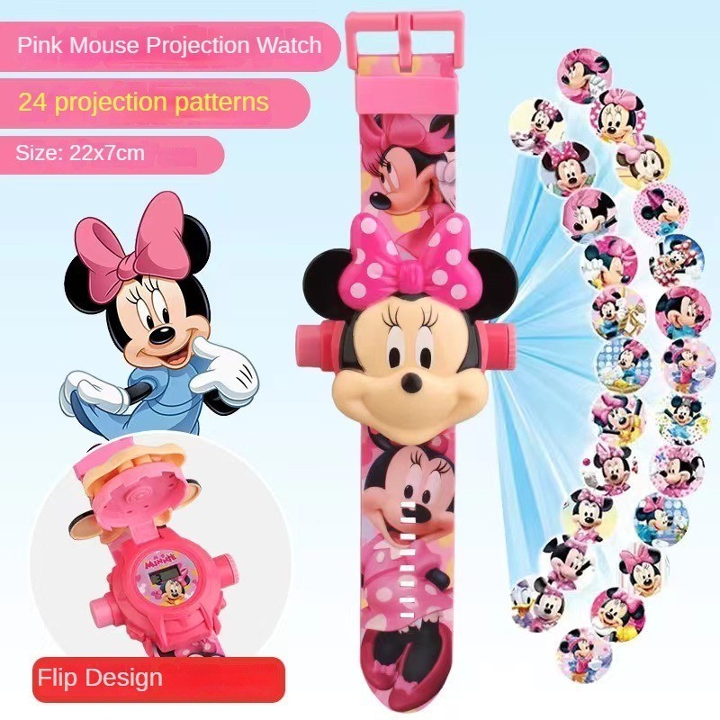 Mickey Minnie Mouse Cartoon Projection Children's Watch Boys Girls LED ...