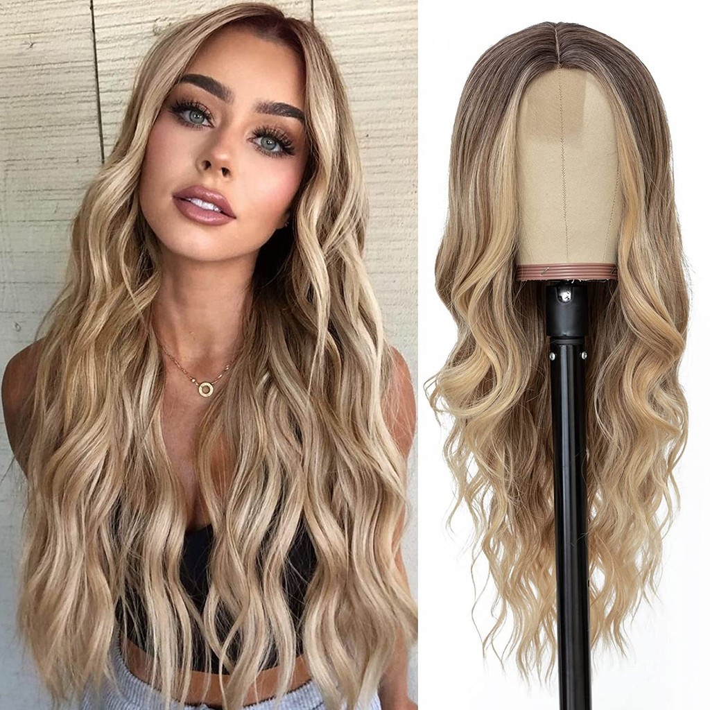 Wig Long Curly Hair Forehead Lace Big Wave Wig Female | Shopee Philippines