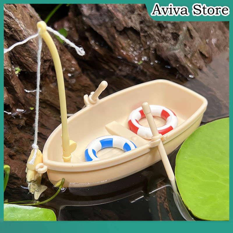 Mini Simulation Boat Fishing Boat Fish Tank Decoration Floating ...