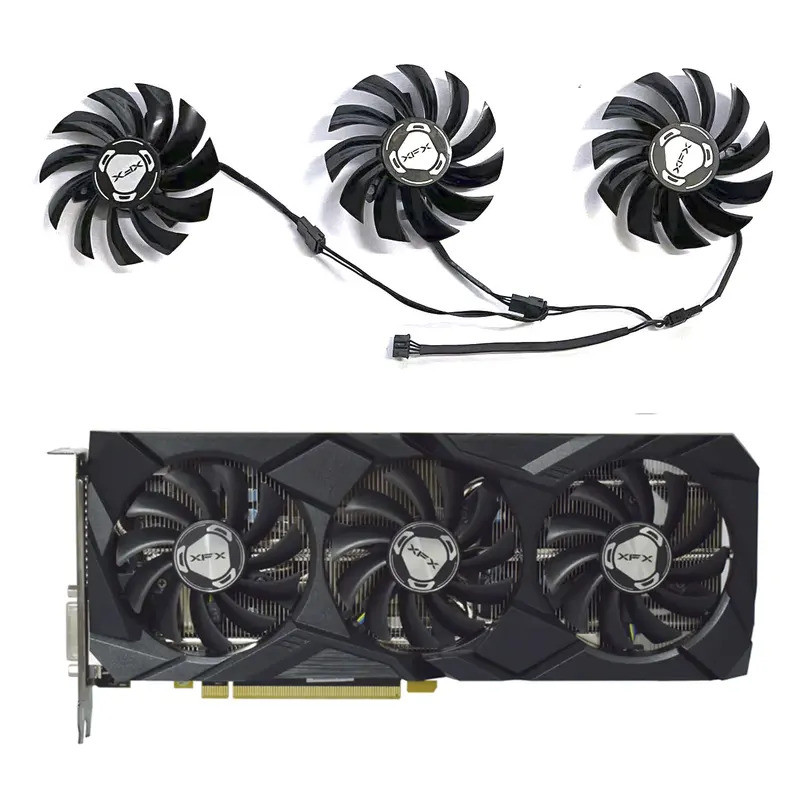 3 FAN 4PIN T128010SU 75MM RX590 New GPU Fan for XFX RX590 GME 8G ...