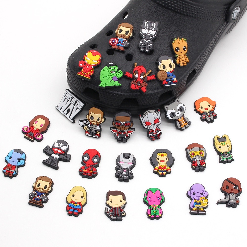 cheap Hot 1pcs Croc Jibz Marvel Super hero shoe charms Pin buckle DIY ...