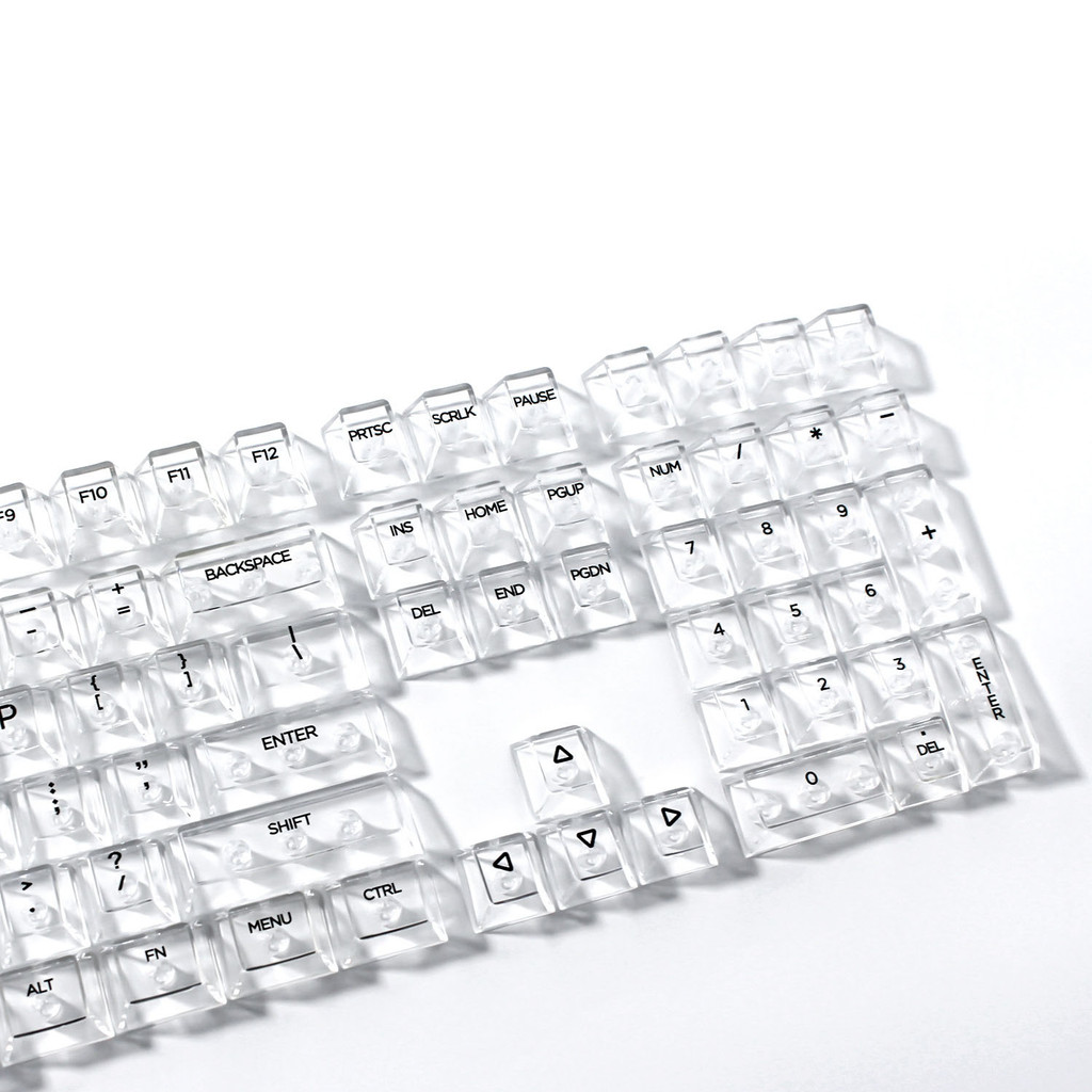132 Keys White UV Printing Crystal Keycaps Clear Transparent PC Keycaps ...