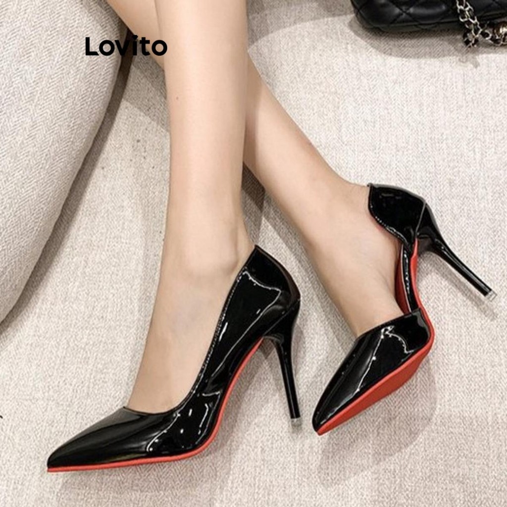 (Trendy) Lovito Women Sexy Plain Short Side Nude Color Pointed Stiletto ...
