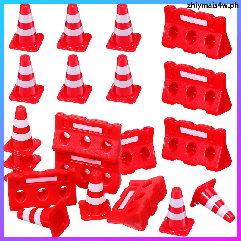 24 Pcs Fence Road Block Signs Barricade Toy Traffic Cone Light Barrier ...