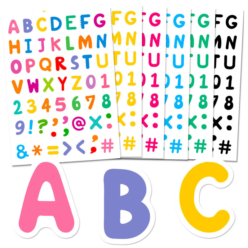 6pcs ABC 123 Stickers for Kids - Waterproof Removable Alphabet Numbers ...