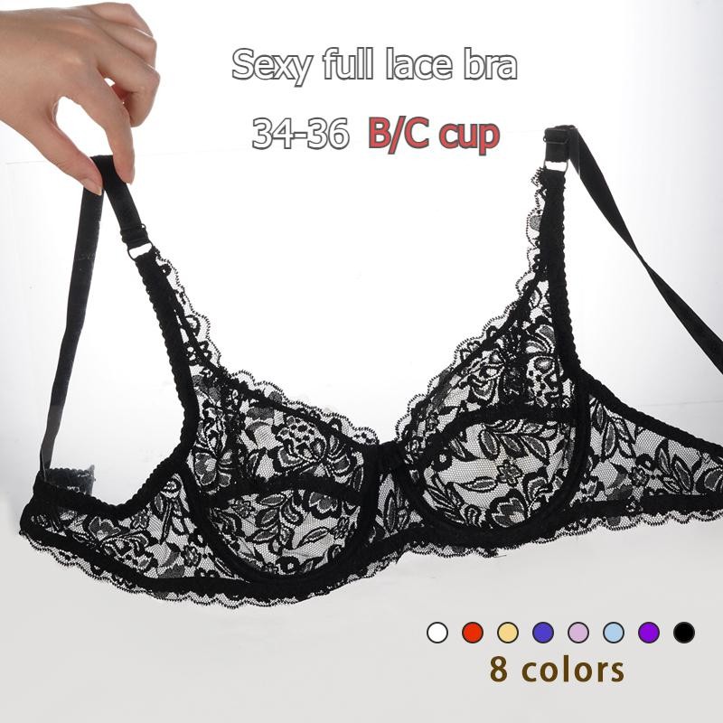 Women's Soft Lace Sexy Hollow Bra Non-padded Underwire Adjustment ...