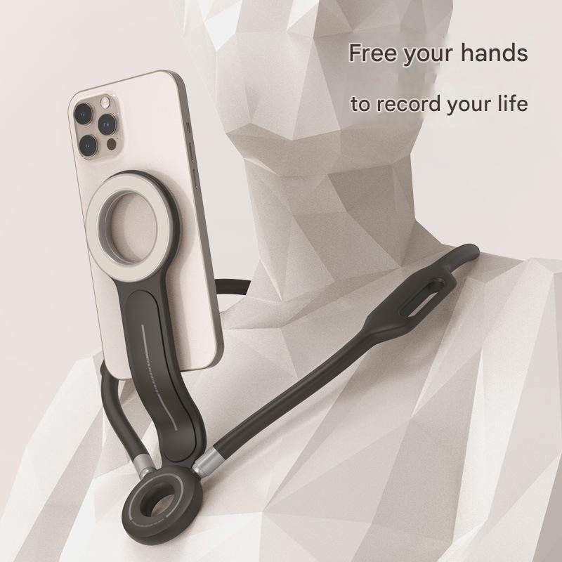 Neck hanging magnetic mobile phone holder Lazy neck hanging shooting ...