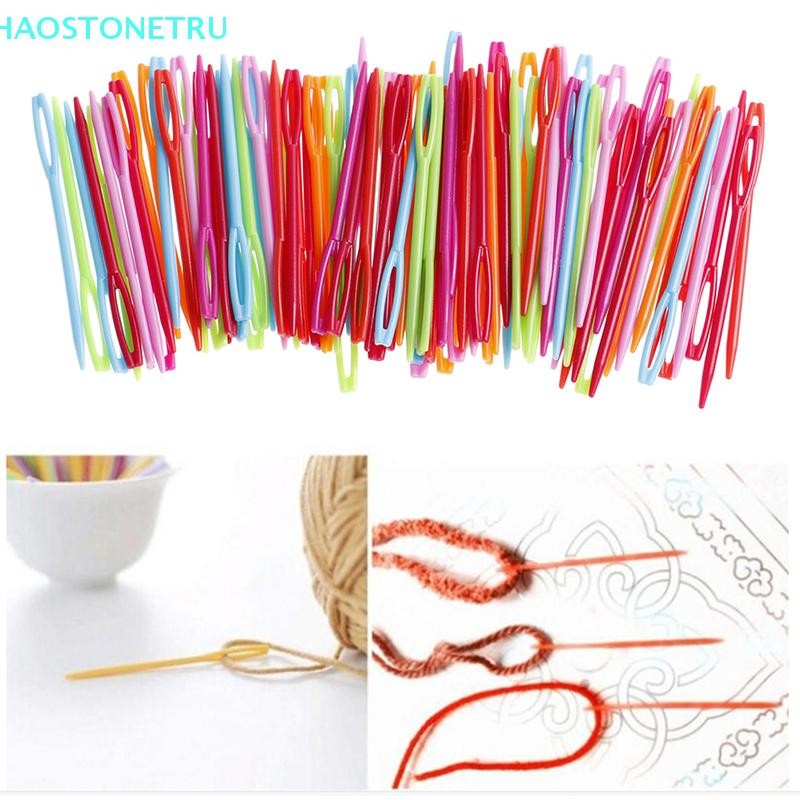 HAOS 100Pcs 7cm Plastic Knitting Needles Crochet Hooks Tapestry Wool ...