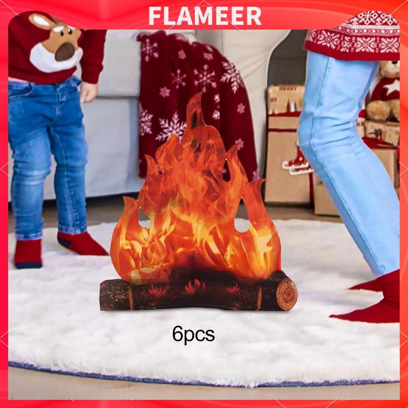 [Flameer] 6Pcs 3D Decorative Cardboard Campfires,Artificial Flame ...